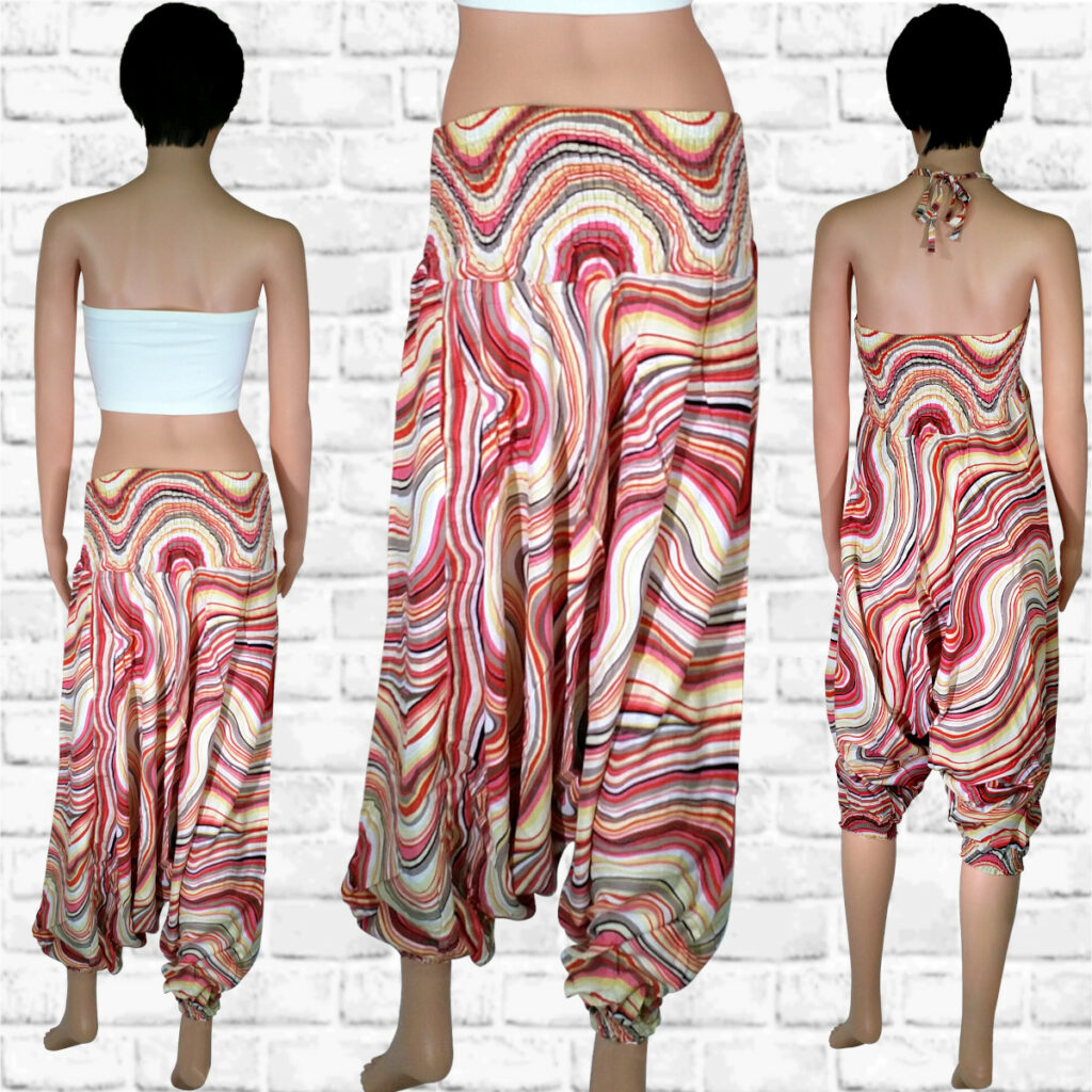 Rayon Pants-Dress Candy - Wavy Lines harem pants dance pants
