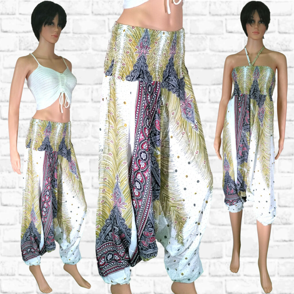 Rayon Pants-Dress Peacock Feathers harem pants dance pants